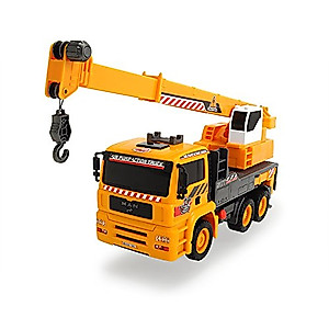 DICKIE TOYS Air Pump Action Mobile Crane Truck, 12", Yellow