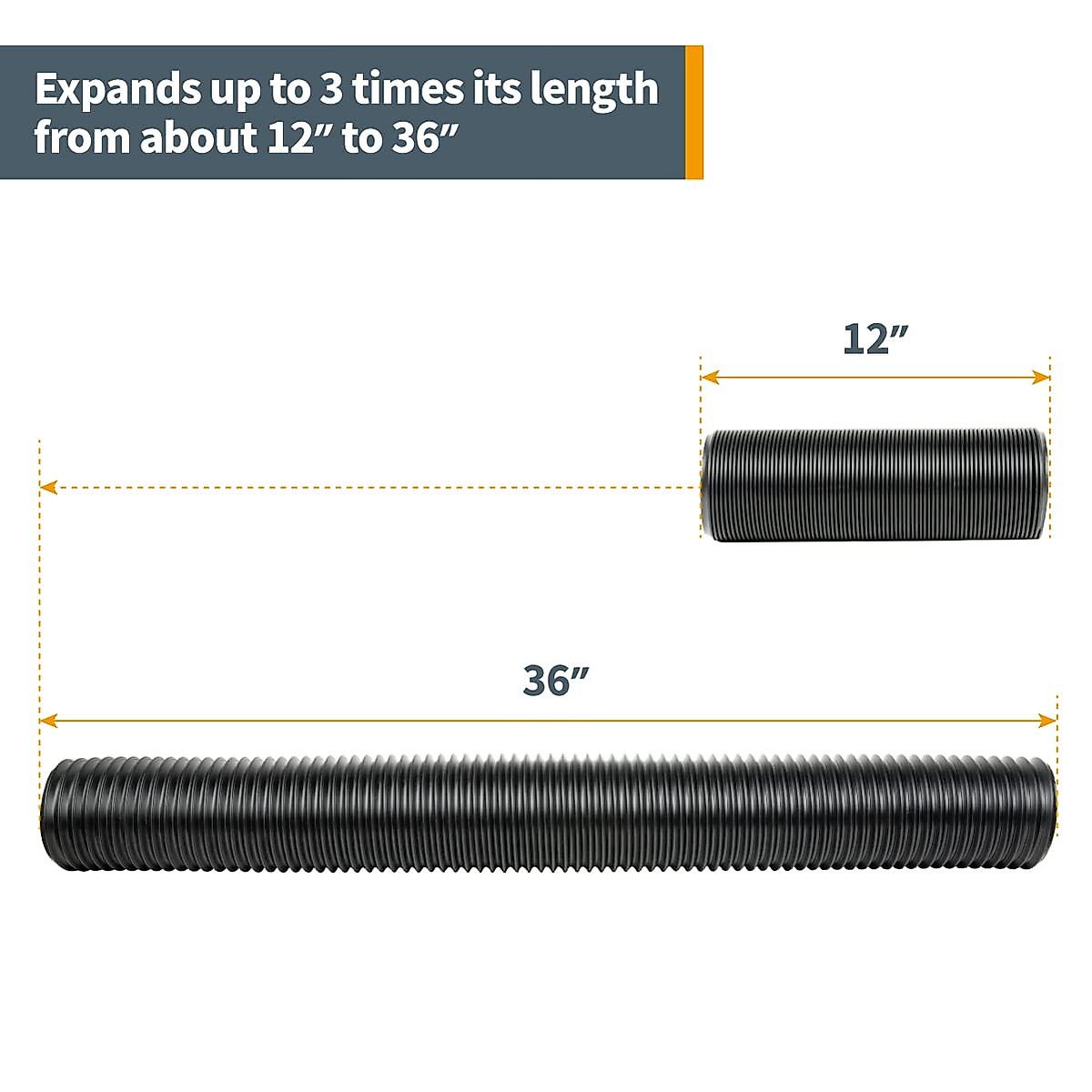 POWERTEC 70208 Dust Collection Flexible Hose Kit, 2-1/4" , Black