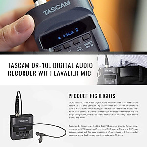 Tascam DR-10L & DR10LW Digital Audio Recorder W/Lavalier Mics and 2x 32 GB, 2x Headphones Bride and Groom Deluxe Bundle