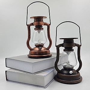 Solar Power Lantern Antique Light Lamp for Garden Patio Umbrella Lamp Tree Pool Pavilion Lawn Porch Decor Camping Lantern Hurricane Lantern (Bronze) Pack 1