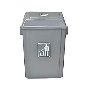 NYKK Wastebasket 23 Litre / 6 Gallon Swing Cover Trash Can (Gray) Waste Container (Capacity : 23L)