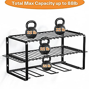 Dr.meter Power Tool Organizer, 4 Drill Holder Garage Tools Organization and Storage - 3 Layers Heavy Duty Metal Tool Shelf Wall Mount - Utility Storage Rack with 4 Extra Hangers, Father Men Dad Gift
