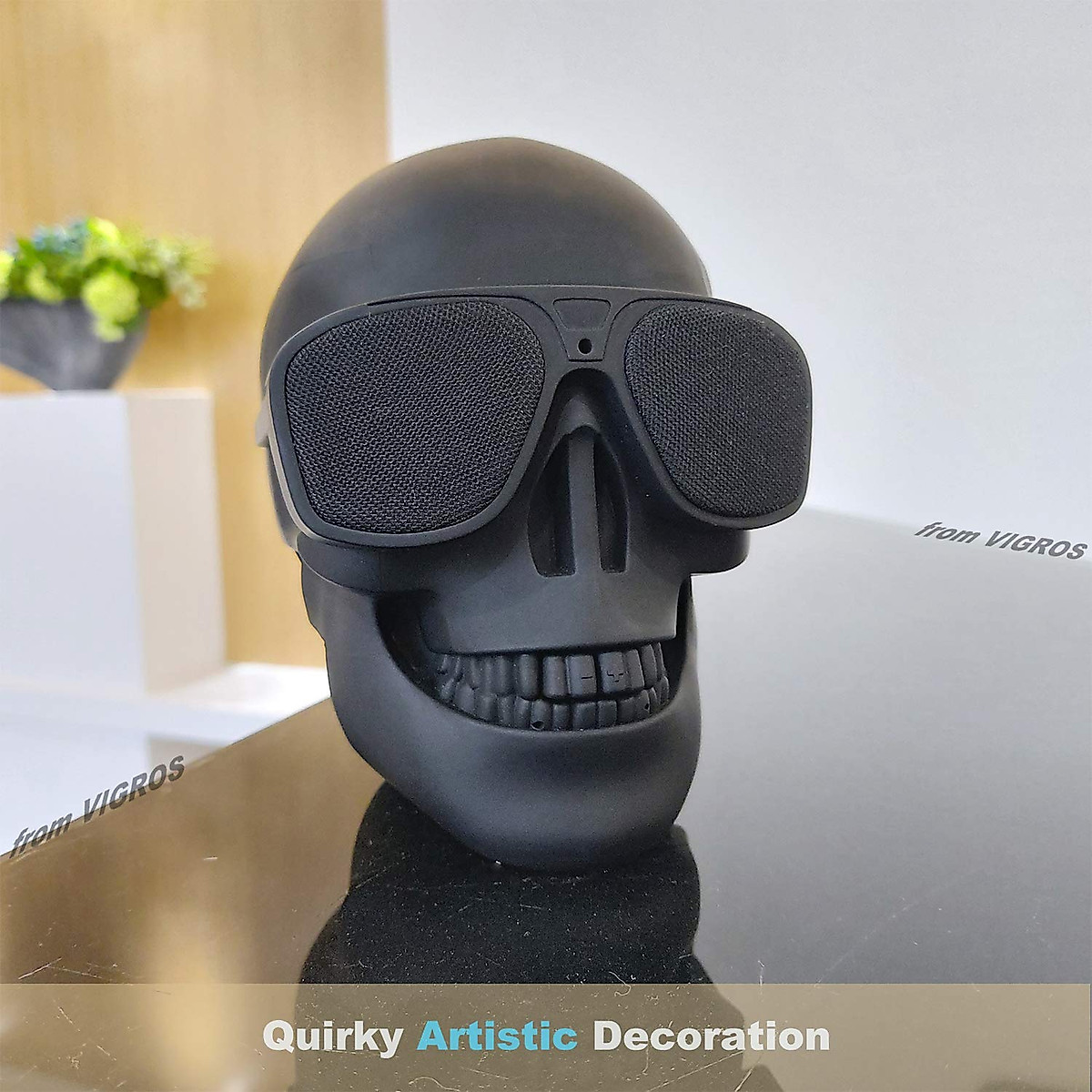 VIGROS Skull Speaker, Portable Bluetooth Speakers Unique Speaker 8W Output Bass Stereo Compatible for Desktop PC/Laptop/Mobile Phone/MP3/MP4 Player for Halloween Decorations for Gift Party