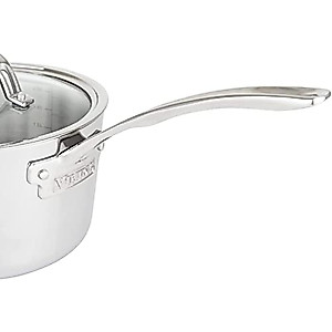 Viking Culinary Contemporary 3-Ply Stainless Steel Saucepan, 3.4 Quart, Includes Glass Lid, Dishwasher, Oven Safe, Works on All Cooktops including Induction