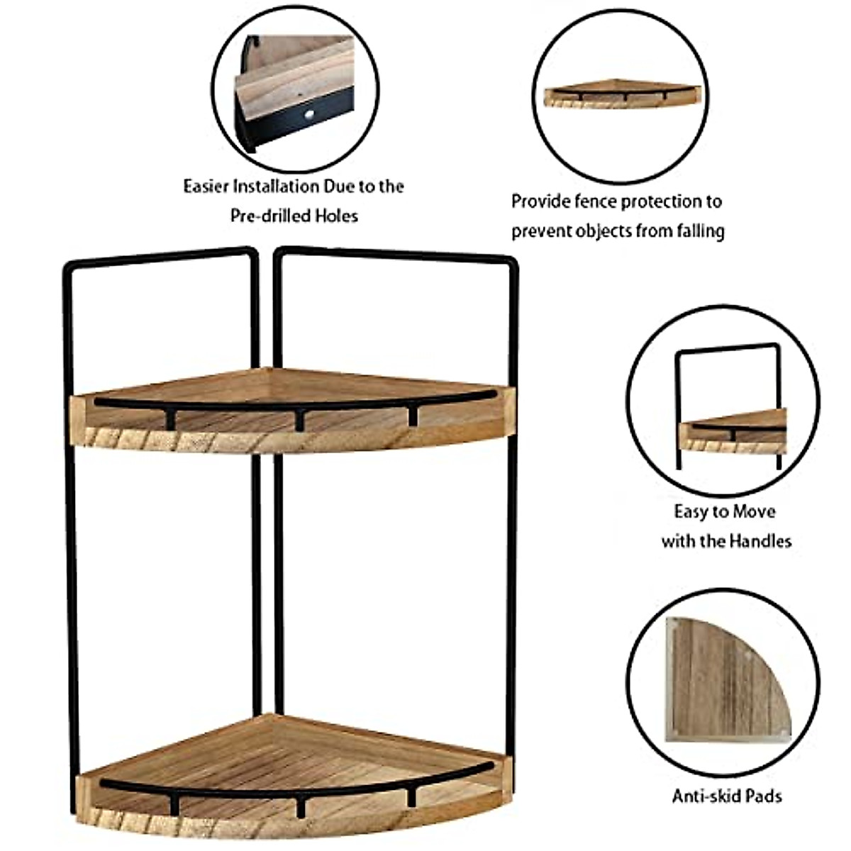 2-Tier Corner Bathroom Counter Organizer,Dorhors Bathroom Counter Tray and Vanity Organizer,Makeup and Cosmetic Storage Organizer,Wood Countertop Organizer for Kitchen,Bathroom,Dresser