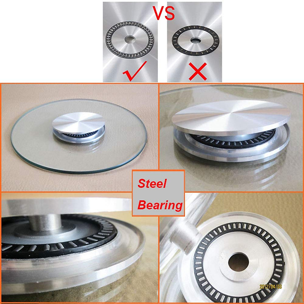 90cm/35inch Rotating Turntable Lazy Susan for Kitchen Dining Table Tabletop, 9mm Thick Round Clear Glass Rotating Tray Serving Plate, Explosion-Proof Tempered Glass