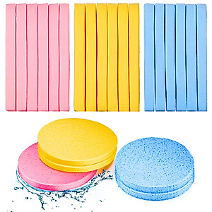 120 Pieces Compressed Facial Sponge for Estheticians Face Cleansing Sponge Makeup Removal Sponge Pad Exfoliating Spa Wash Round Face Sponge (Pink, Yellow, Blue)