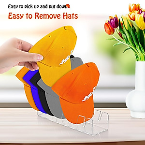 Hat Stand for Baseball Caps, 2 Pcs No Install Acrylic Cap Organizer for Baseball Caps, Cap Storage for Baseball Caps for Bedroom, Closet, Dresser, Office, Baseball Hat Holder, Ball Cap Organizer