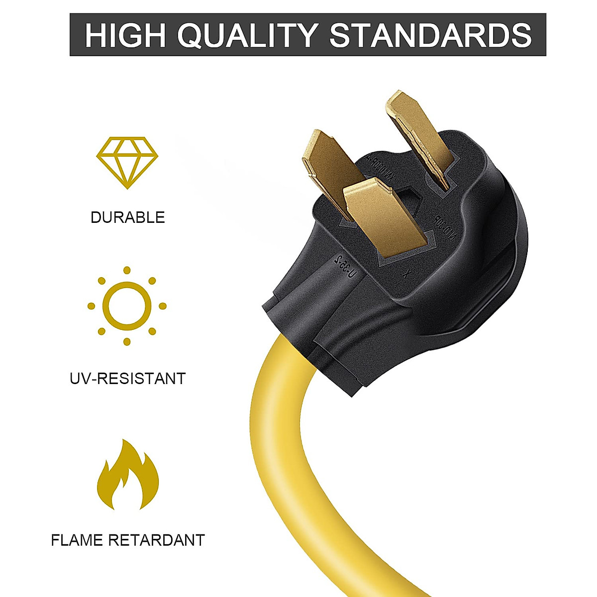 Rophor NEMA 10-30P to 14-50R EV Charger Adapter Cord, 30 AMP Dryer to 50 AMP EV/RV Conversion Adapter, Perfect Use for Level 2 EV Charging