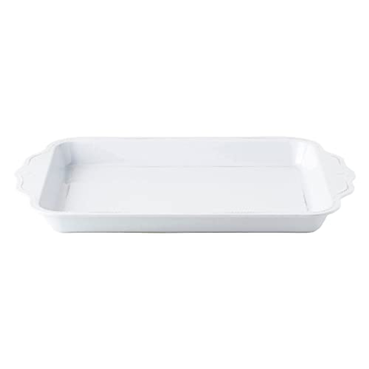 Juliska Berry & Thread Melamine Tray 24 in. - Whitewash, Melamine Serving Tray - Unbreakable, White Melamine, Decorative Embossed Melamine Serving Tray with Handles
