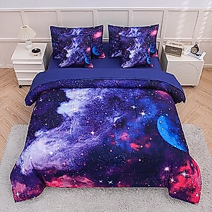 Galaxy Bedding Full Comforter Set for Boys, Bedding Comforter Sets 7 Pieces Full Size Bed Sheets and Comforter Set,Comforter Full Size Set for Boy Girl All Season