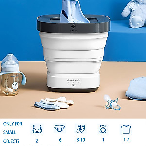 GENESIX Portable Washing Machine Folding Mini Washer For Small Items Of Clothing Like Baby Clothes Underwear Bra Sock (White), GENESIX003