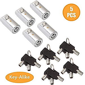 Abuff Candy Machine Key, High Security Vending Machine Lock and Key, 5-Pack Soda Machine Lock for Coke Machine, Pepsi Machine, Snack Machine, Candy Machine, Keyed Alike