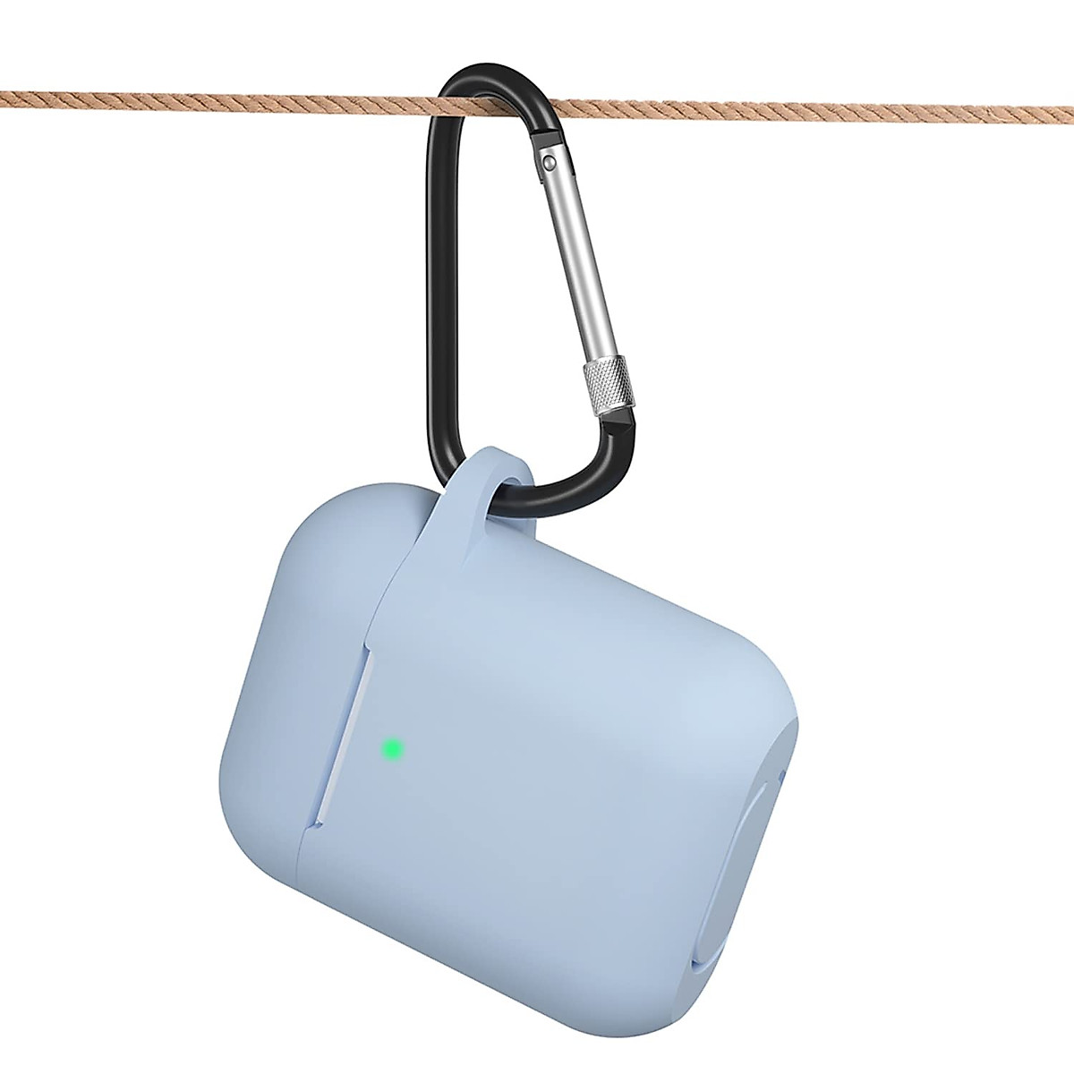 SATLITOG AirPods Case Cover with Secure Lock Keychain, Protective Silicone Cover Compatible with Apple AirPods 2nd & 1st Charging Case - Denim Blue