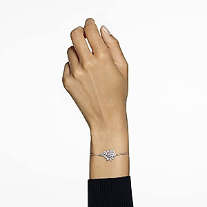 Swarovski Gema Soft Bracelet, Flower Motif with Clear Crystals in Mixed Cuts on Rhodium Finished Band, Part of the Swarovski Gema Collection