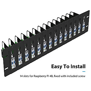 GeeekPi 19 inch 3U Rack Mount for Raspberry Pi 4B, 19" Server Mount Supports 1-14 Units with Pi Fans, Aluminum Heatsinks, Micro HDMI to HDMI Boards, TF Card to FPC Boards for Raspberry Pi 4B