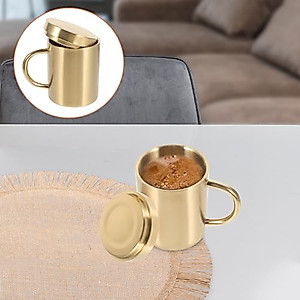 VILLCASE Insulated Coffee Mug with Lid, 300ml Stainless Steel Coffee Cup with Handle, Double Wall Vacuum Insulated Travel Mug Coffee Cup, Travel Tumbler Cup