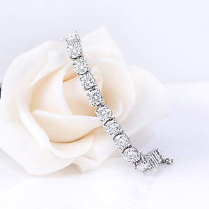 DovEggs Teenis Moissnite Bracelet for Women 14K Gold Quality Sterling Silver 3ct 4mm G-H-I Color Heart Arrow Cut Moissanite Adjustable Tennis Bracelets for Women