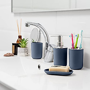 Moss & Stone 6 pcs Bathroom Accessories Set, Bathroom Decor Sets Includes Soap Dispenser, Toothbrush Holder, Toothbrush Cup, Soap Dish, A Complete Bathroom Accessories Blue Set