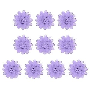 PATIKIL 3.9" Chiffon Flowers, 10 Pcs Mesh Fabric Flowers Sewing Fabric Appliques Headband Embellishments for DIY Craft Wedding Decor, Lavender