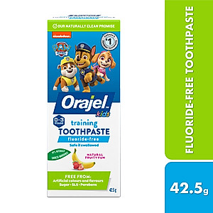 Orajel Kids Paw Patrol Fluoride-Free Training Toothpaste, Natural Fruity Fun Flavor, #1 Pediatrician Recommended Fluoride-Free Toothpaste, 1.5oz Tube