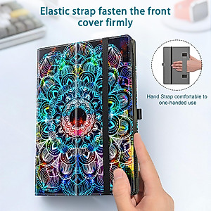 COOWPS Case for New Amazon Fire HD 8 & HD 8 Plus Tablet (12th/10th Generation, 2024/2022/2020 Release) - Slim Folding Stand Cover with Auto Wake/Sleep and Hand Strap, Mandala Flower