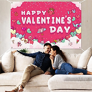 Valentine's Day Backdrop Banner Gatherfun Red Pink Love Heart Party Decorations Large Photography Background for Valentine's Day Party