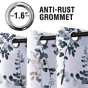 H.VERSAILTEX Blackout Curtains for Living Room Darkening Thermal Insulated Panels 84 Inch Long Light Blocking Grommet Curtains/Drapes, Bluestone and Taupe Vintage Classical Floral Printing, 2 Panels