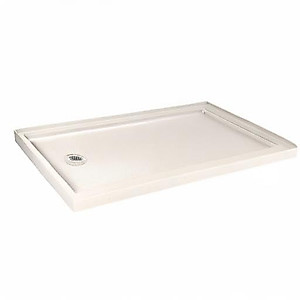 DreamLine SlimLine 32 in. D x 60 in. W x 2 3/4 in. H Left Drain Single Threshold Shower Base in Biscuit, DLT-1132601-22