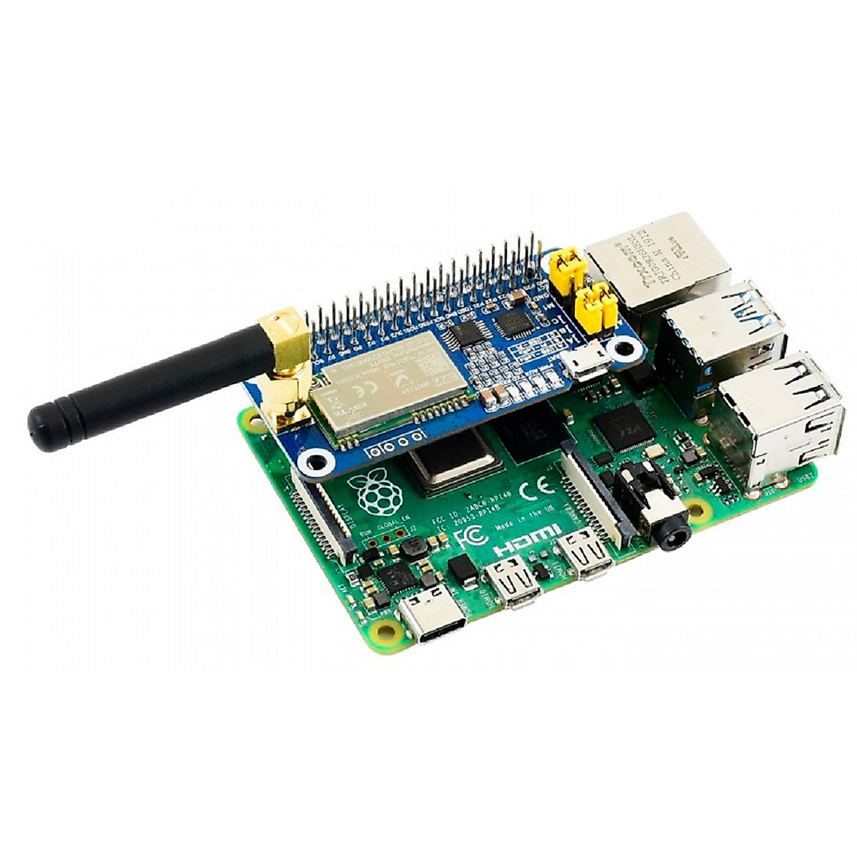 waveshare SX1262 LoRa HAT for Raspberry Pi 915MHz Frequency Band Data Transmission up to 5km Support Auto Repeating to Transmit Longer Wake on Radio Wireless Config Carrier Sensing Communication Key
