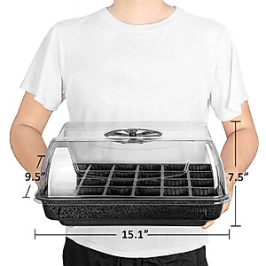 iPower Seed Tray Kits with Heater Garden Propagator Set Seed Starter Tray with Vented Humidity Dome, 15.1" x 9.5", 24 Cell
