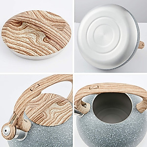 Whistling Tea Kettle Stainless Steel Teapot, Teakettle for Stovetop Induction Stove Top, Fast Boiling Heat Water Tea Pot 2.2 Quart(Gray)