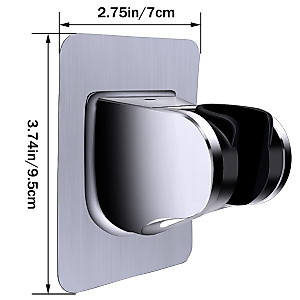 1Pcs Strong Adhesive Waterproof Shower Head Stand, Self Adhesive Shower Head Holder, Adjustable Handheld Shower Holder NO Drilling Wall Mount Waterproof for Shower Room, Chrome