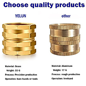 YELUN Solid brass Garden Hose Fittings Connectors Adapter Heavy Duty Brass Repair female to female double female faucet leader coupler ​dual water hose connector(3/4"GHT) 2 Pcs