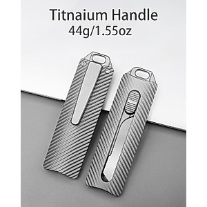 ainhue A358 Retractable Blade Utility Knife, 10pcs Replaceable Blades, 3.58 inches Titanium Handles Pocket Clip, Heavy Duty Box Cardboard Cutter