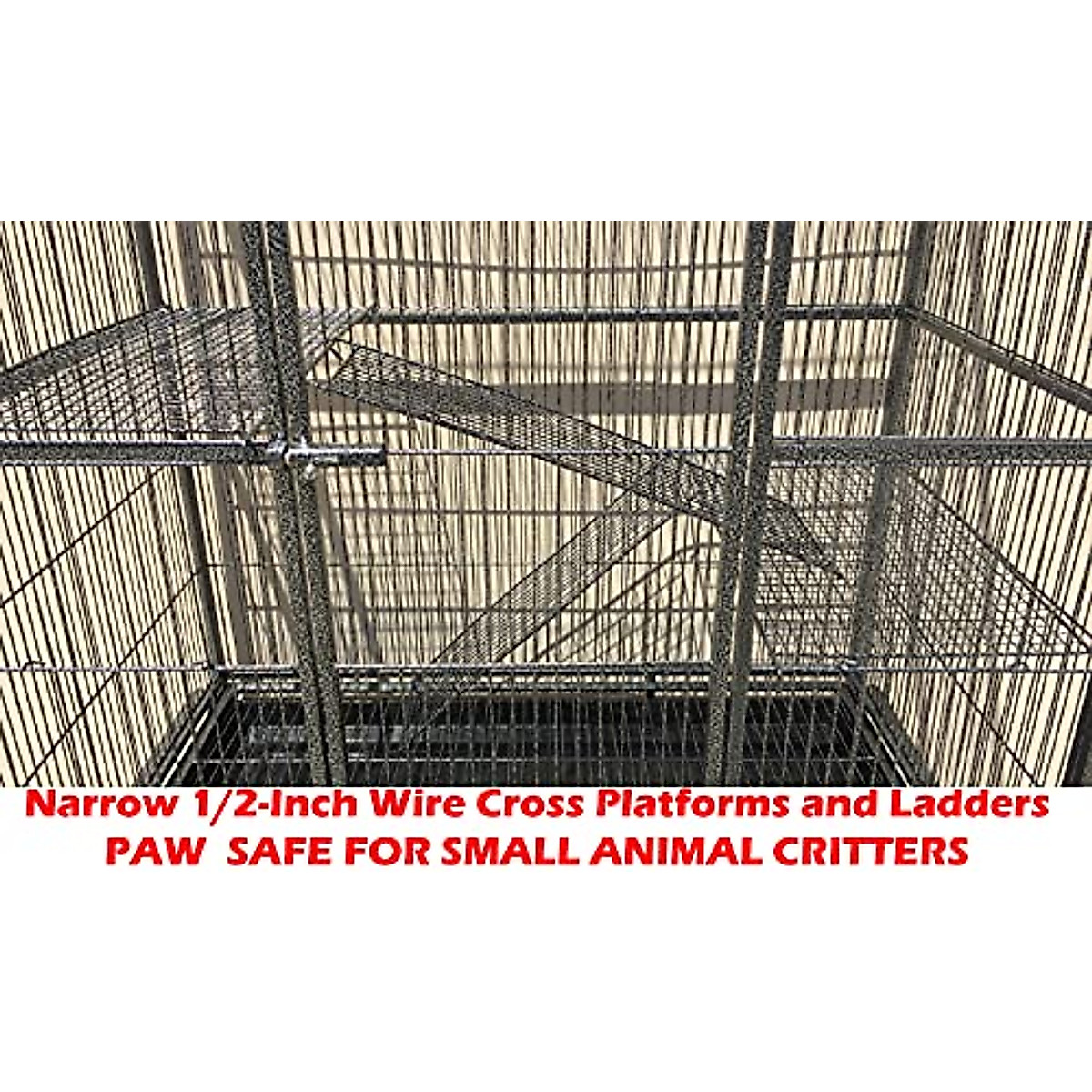 64" Extra Large Wrought Iron 4 Levels Ferret Chinchilla Sugar Glider Cage 30-Inch by 18-Inch by 63-Inch with Stand on Wheels