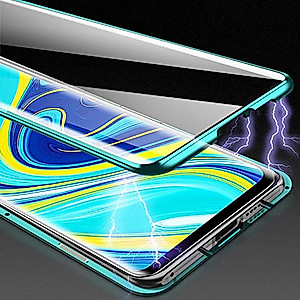 EabHulie Redmi Note 9 Pro Case, 360° Full Body Transparent Tempered Glass with Magnetic Adsorption Metal Bumper Case Cover for Xiaomi Redmi Note 9S / 9 Pro / 9 Pro Max Silver