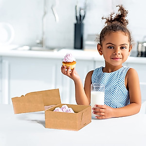 Leafiew 20 Pack 6x6x3 Bakery Boxes with Window – Small Cookie Boxes for Gift Giving – Treat Boxes for Small Cake, Pastry, Strawberries, Dessert, Candy, Charcuterie, Baked Goods and Food (Brown)