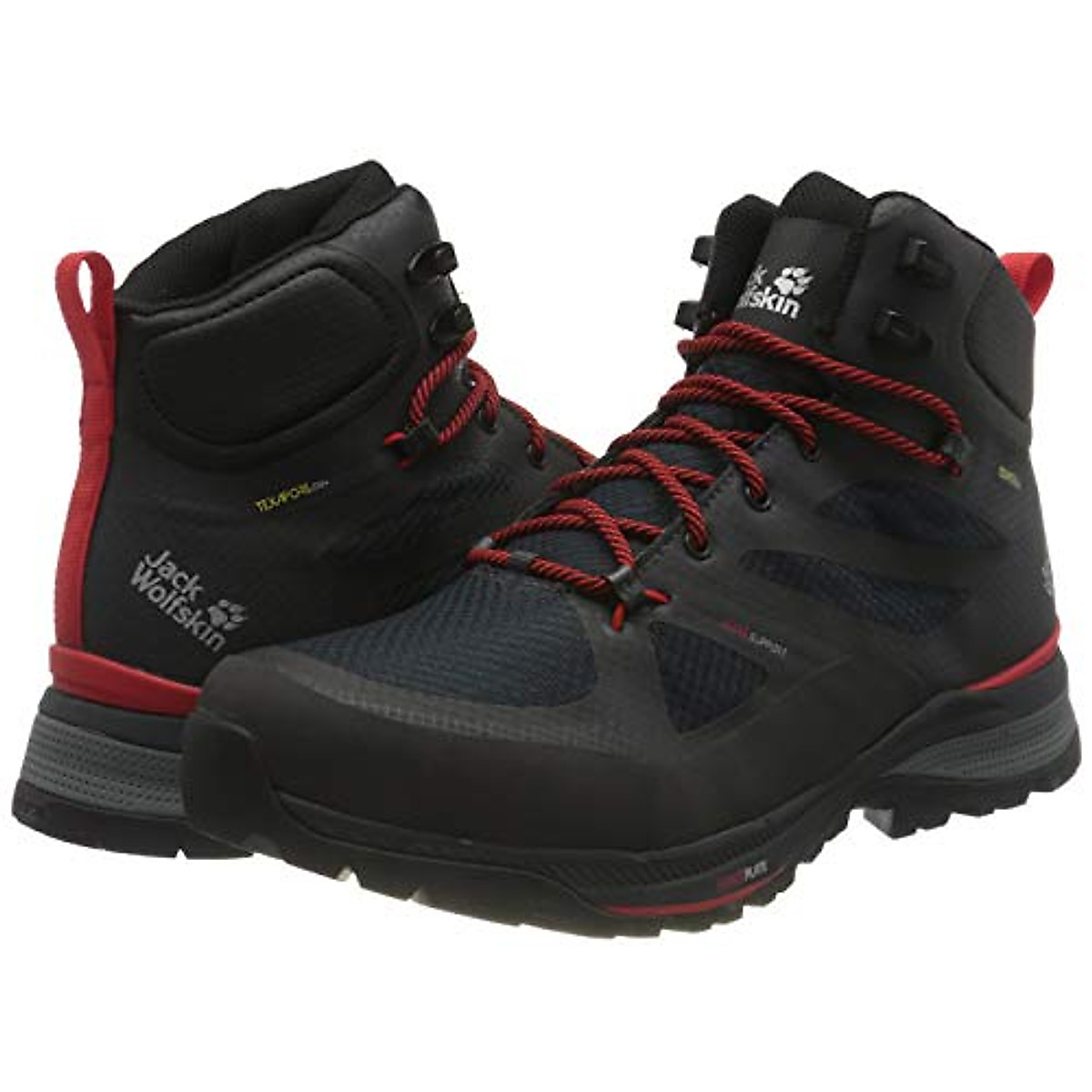 Jack Wolfskin Men's Force Striker Texapore Mid M Hiking Boot, Phantom/Red, 11.5