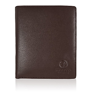 Extra Large Mens Leather Wallet with 12 credit card slots. Slim Minimalist Design, Not Bulky. Bifold Organizer. Wallet for Men. Dark Brown 5 x 4.25 in.