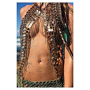 Ytzada Women's Body Belly Chain Silver Bra Jewelry Sexy Necklace Bikini for Beach Party