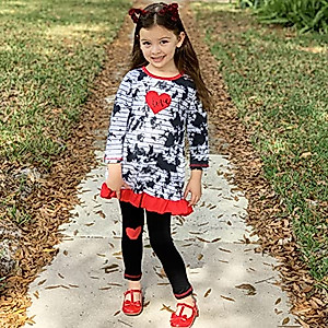 AnnLoren Girls Valentine's Day Heart Tie Dye Outfit Dress and Black Leggings size - 7/8.