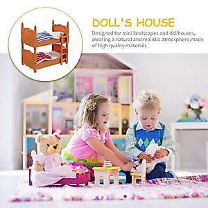 Veemoon Doll House Furniture Dollhouse Decoration Accessories Dollhouse Mini Double beds Dollhouse Miniature Furniture Miniatures Bunk Bed