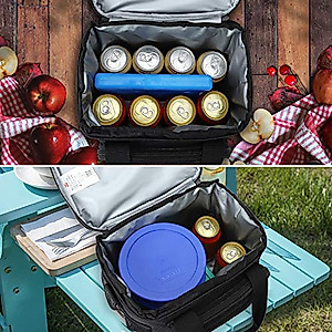 MIER Insulated Lunch Box Bag Leakproof Meal Prep Cooler Bag Tote for Adult Men Women Kid to Work, Tactical, School, Picnic, 12 Can (Black)