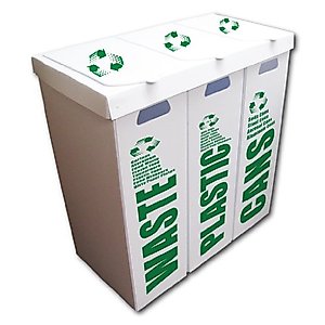 VictoryStore 3-in-1 Recycle Bin Set - Waste/Plastic/Cans - Large 36.5 Gallon Capacity Ea