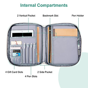 Bible Cover for Women, Losong Large Bible Carrying Book Case with Durable Handle & Multi-Pockets Organizer Church Tote for Girls Catholic Christian Gifts, Fits for Study Bible Protective Bag Leopard