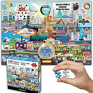 Think2Master Pandemic 1000 Pieces Jigsaw Puzzle' for Kids 12+. Great Gift for Friends & Family. Shows The Events of 2020 & 2021 Including Toilet Paper Shortage, Protest, face mask Size: 26.8” X 18.9”