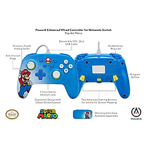 PowerA Enhanced Wired Controller for Nintendo Switch - Mario Pop Art