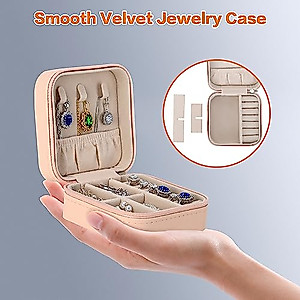LETURE 3 Pieces Small Jewelry Box Organizer for Women Travel, Portable Mini Travel Jewelry Organizer Display Storage Box For Rings Earrings Necklaces Gifts (3PCS PINK)