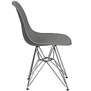 Flash Furniture Elon Series Moss Gray Plastic Chair with Chrome Base